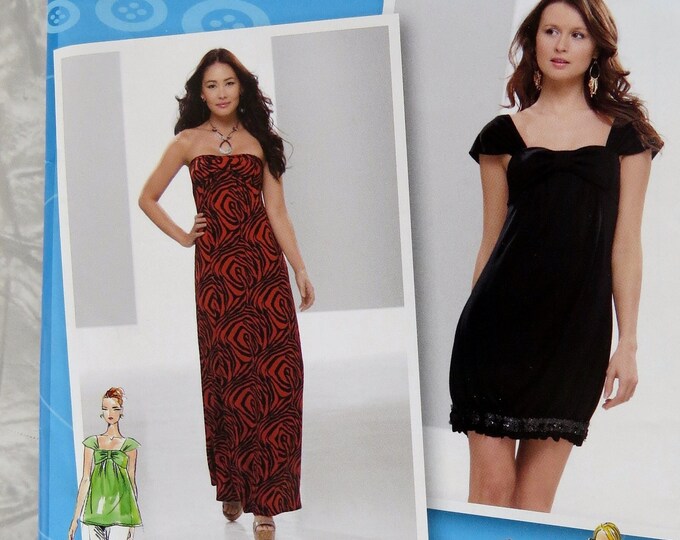 Butterick B4657 Formal Deep Plunge, Wrap Bodice, Shaped Hem, Cocktail ...