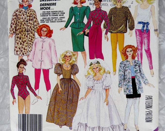 Butterick 6170 11-1/2 Fashion Doll Clothes Barbie Jumpsuit Dress ...