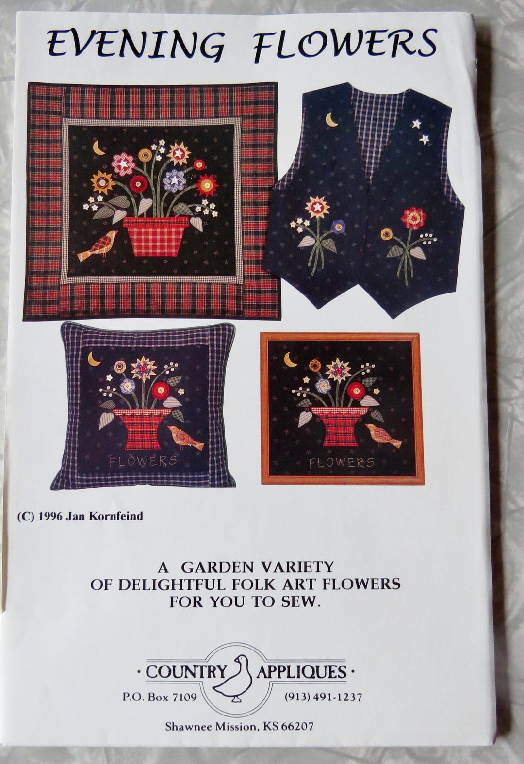 EVENING FLOWERS, Folk Art Flowers to Sew and Decorate Vest, Wall ...