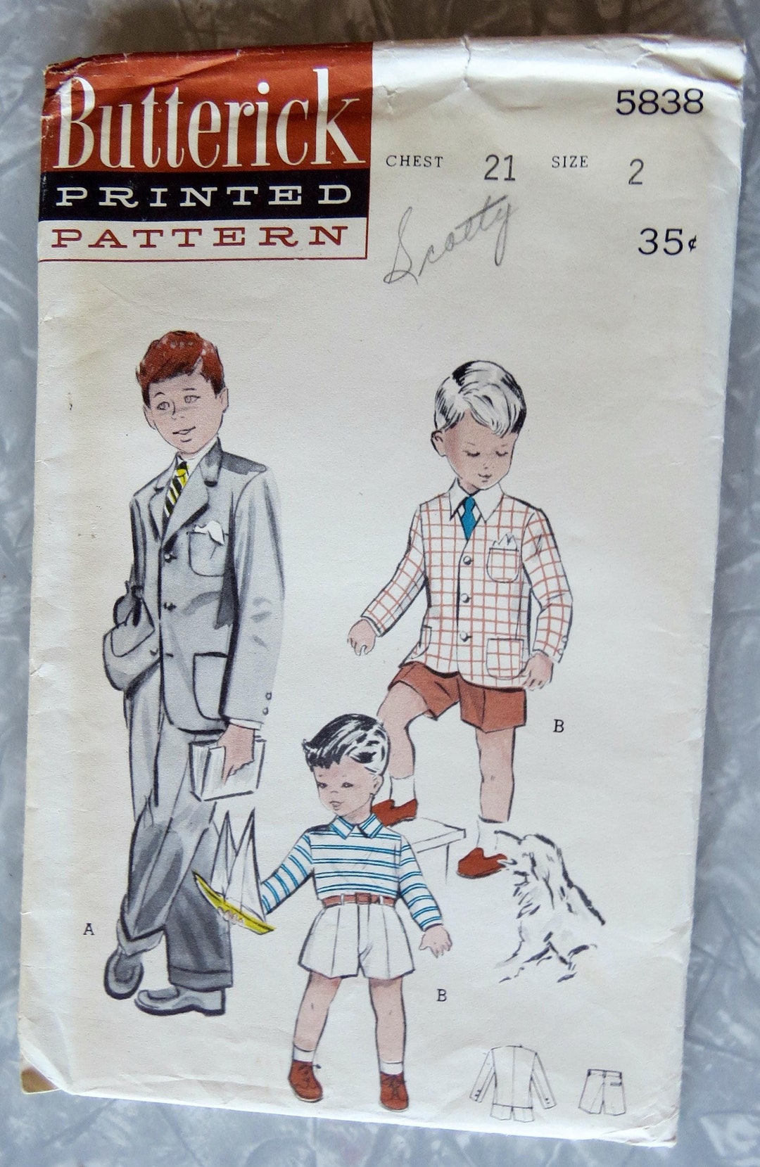 Butterick 5838 Jacket Pants & Shorts Boys Tailored Suit, Child Boys ...