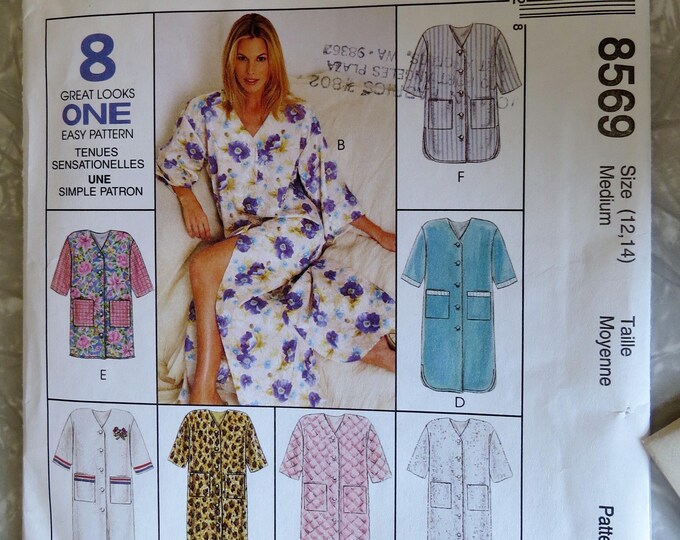 Mccalls 8569 Misses 8 Great Looks EASY Robe or Nightshirt Loose-fitting ...
