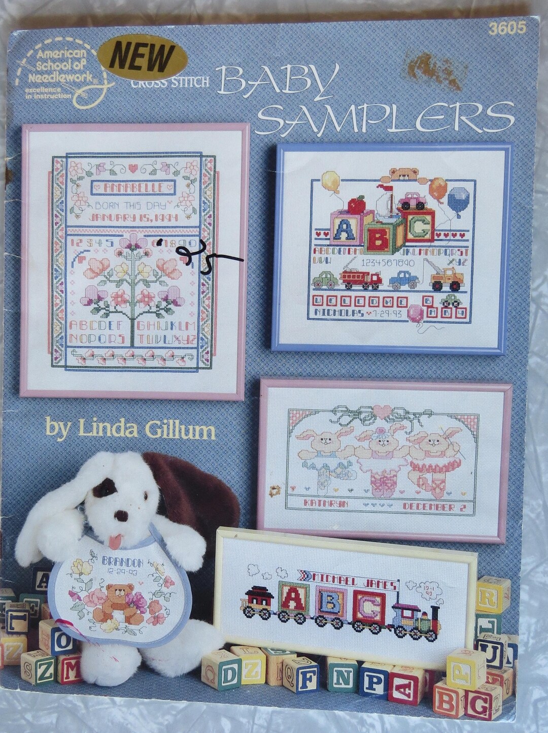 Cross Stitch BABY SAMPLERS Personalized Birth Trains Alphabet American ...