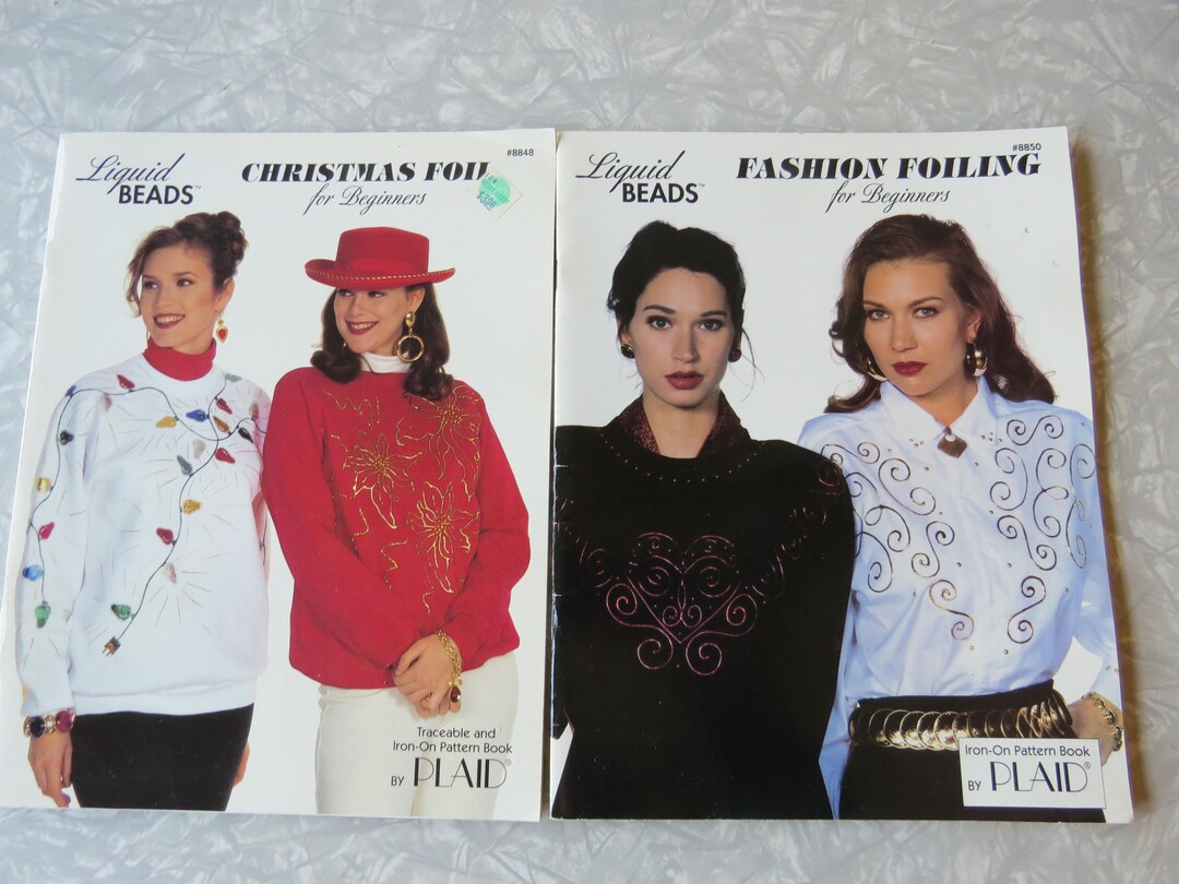 Lot of 2 Liquid Beads Traceable + Iron-on Pattern Books by Plaid ...