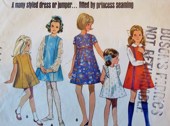 Sewing & Fiber 1960s Butterick 4143 Size 12 Child's One-Piece Dress ...