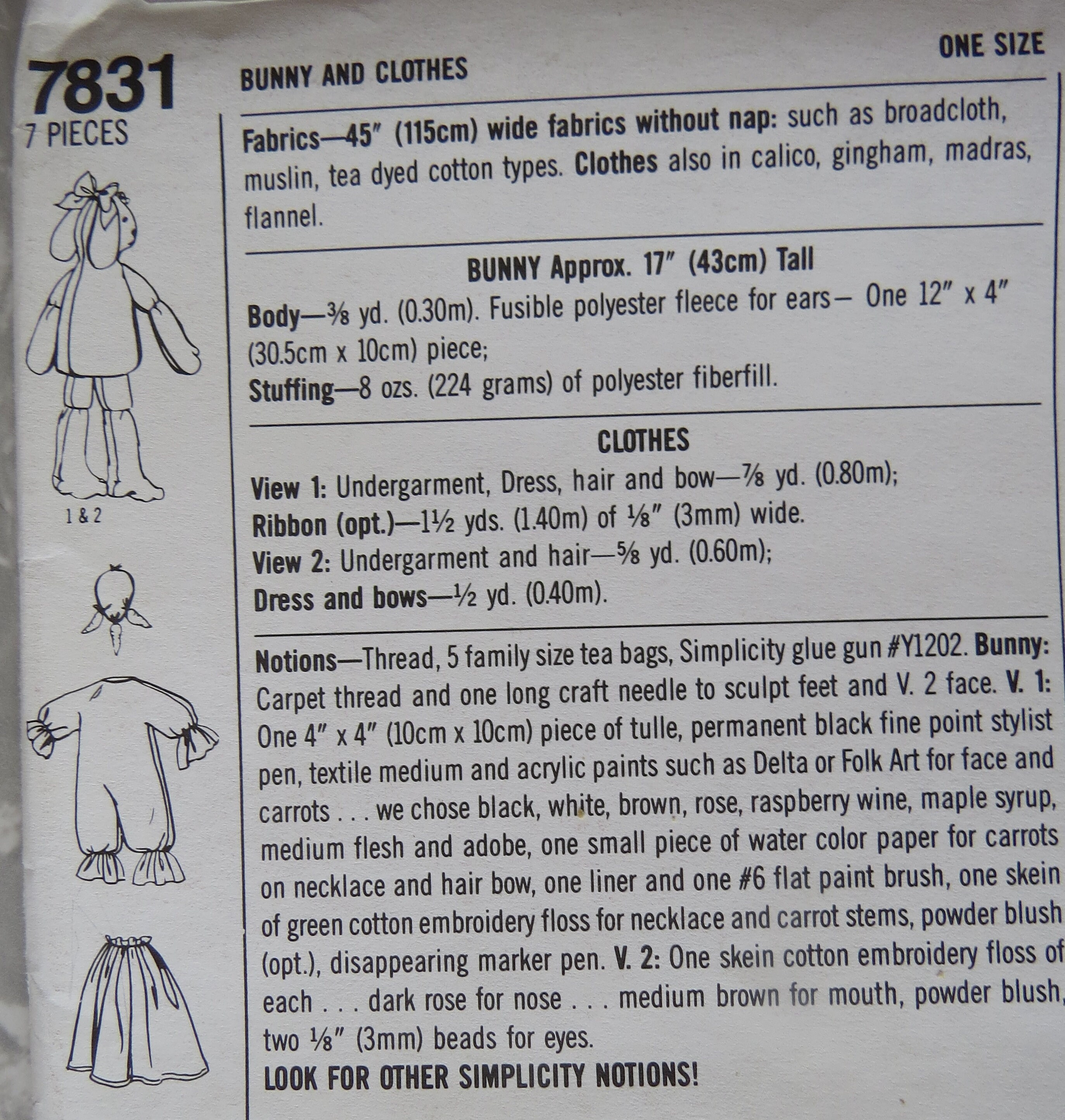 Simplicity Crafts 7831 Country Bunny & Clothes 17 Tall - Etsy