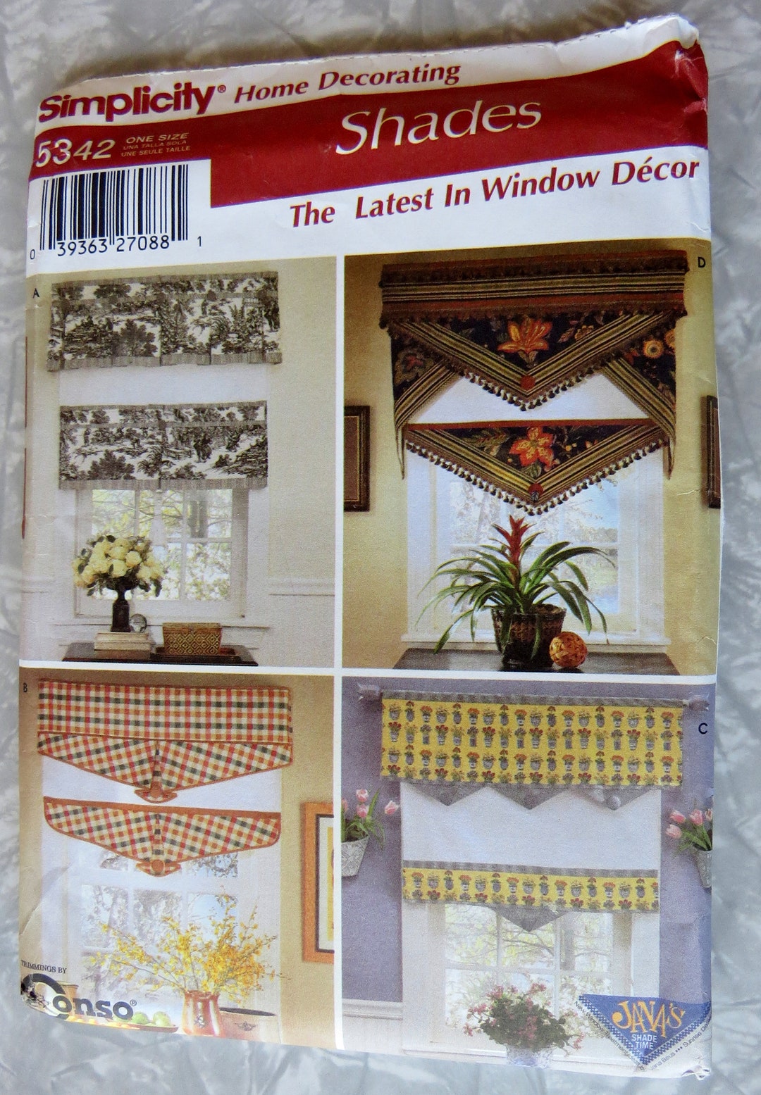 Simplicity 5342 Home Decorating SHADES and Valances Window Treatments 4 ...