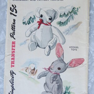 ORIGINAL Vintage Simplicity 7412 Stuffed Animal Toys 12" High Baby ...
