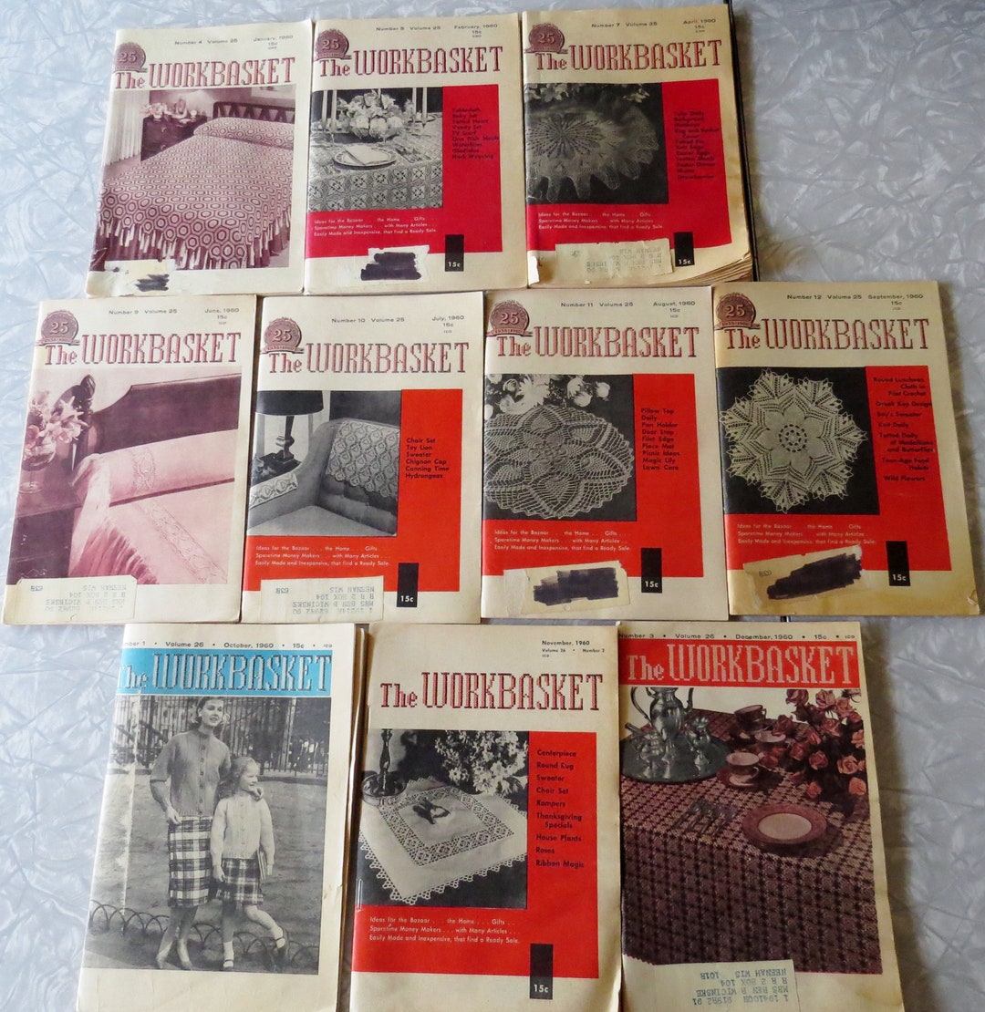 Lot of 10 Vintage the WORKBASKET Magazines 1960 Some 25th Anniversary ...