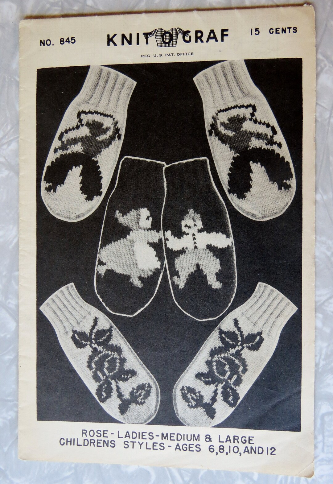 Vintage Graph-style Knitting Pattern Knit-o-graf 845 Rose in Ladies M L ...