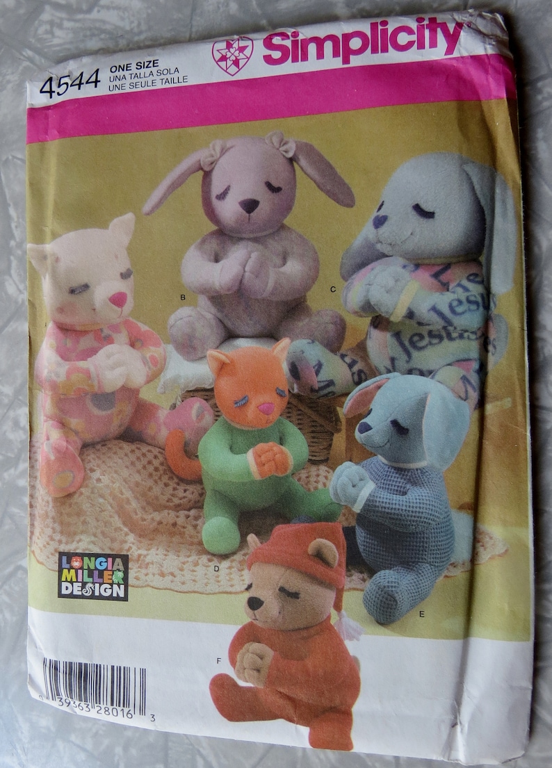 Child's Animal Pillows Simplicity 4547 or 4544 Stuffed Toy Animals 13 ...
