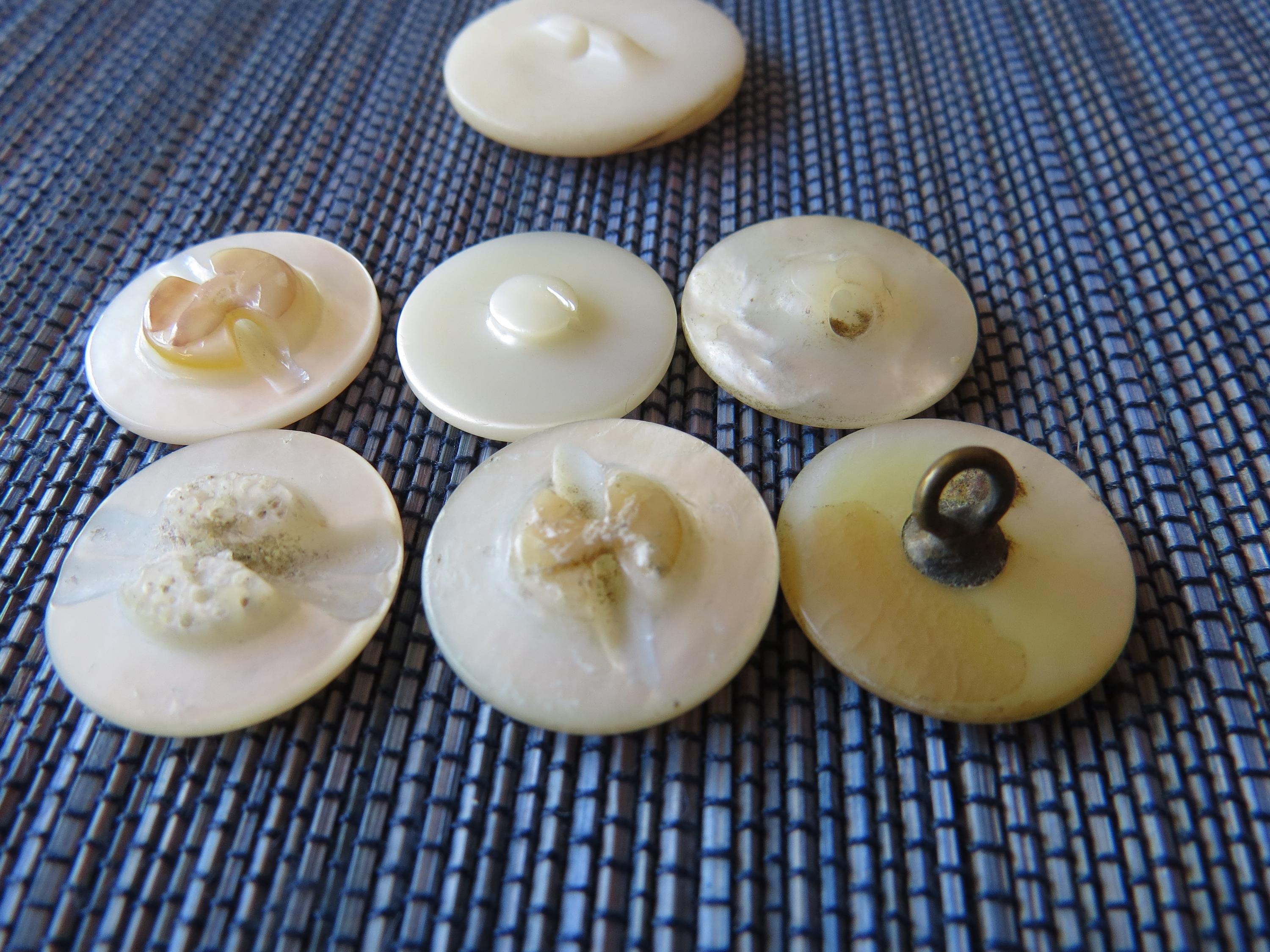 Mixed Lot of 7 Vintage Antique Mother of Pearl Shell Metal Shank ...