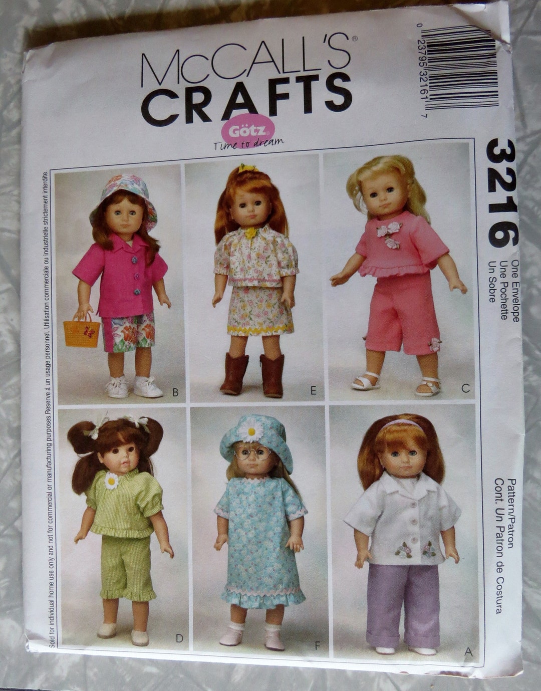 Mccall's Crafts 3216 Gotz 18 Doll Clothing 6 - Etsy