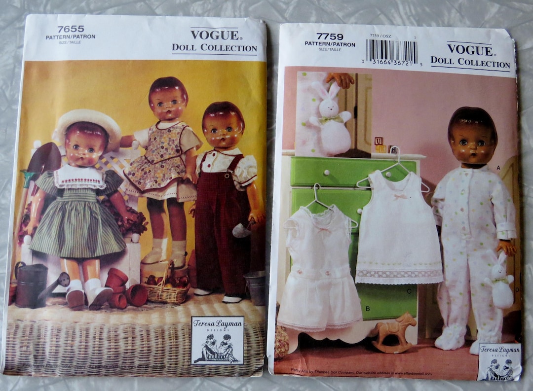 Vogue Doll Collection 7759 Pjs Slip Bunny or 7665 Dresses Pinafore ...