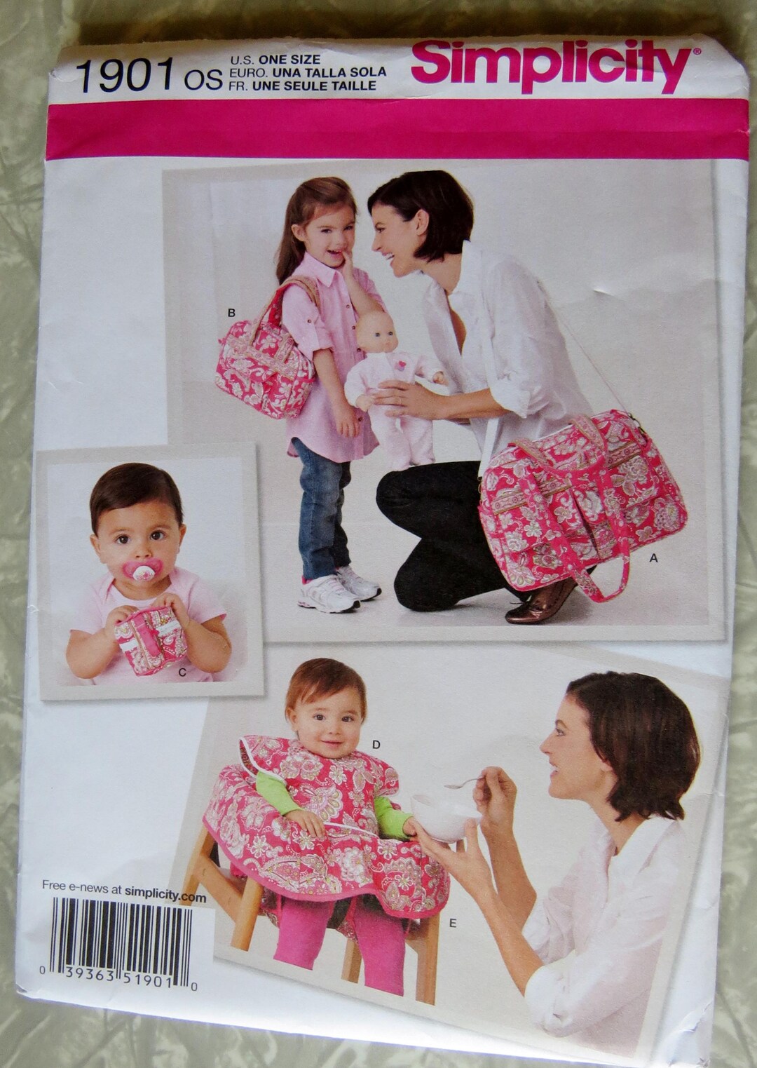 Baby Accessories Simplicity 1901- 2 Sizes of Diaper Bags, Pacifier ...