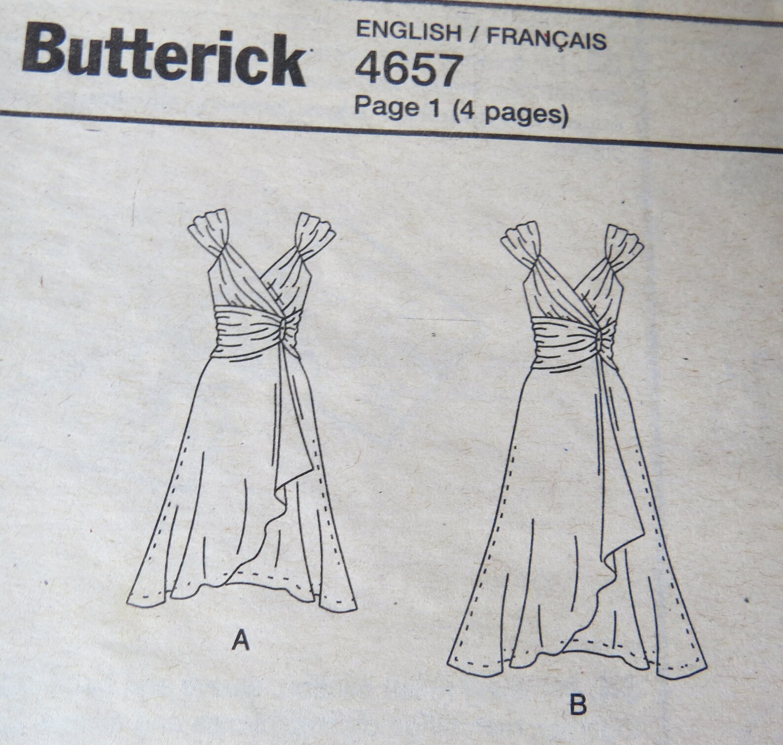 Butterick B4657 Formal Deep Plunge, Wrap Bodice, Shaped Hem, Cocktail ...