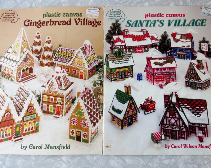 Plastic Canvas Gingerbread Village ASN 3039 or SANTA'S Village ASN 3049 ...