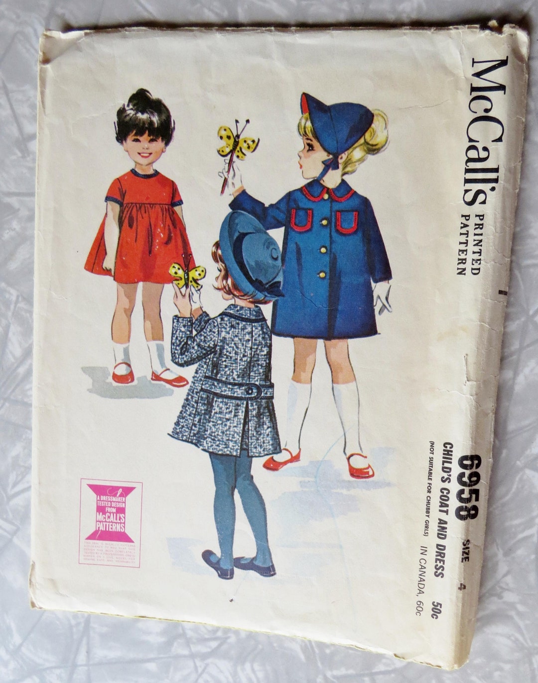 1960s Mccall's 6958 Girls Lined Button Front Flared Coat & High-waisted ...