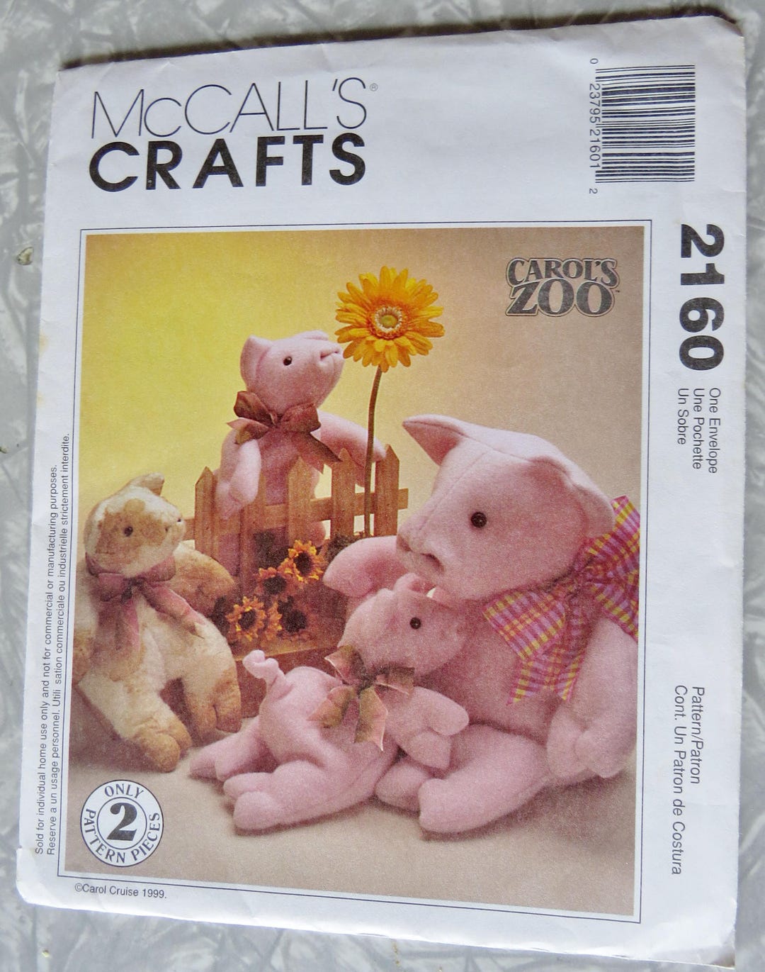 Mccall's Carol's Zoo 2160 Stuffed 15" Large Pig & 12" Small Piglets ...