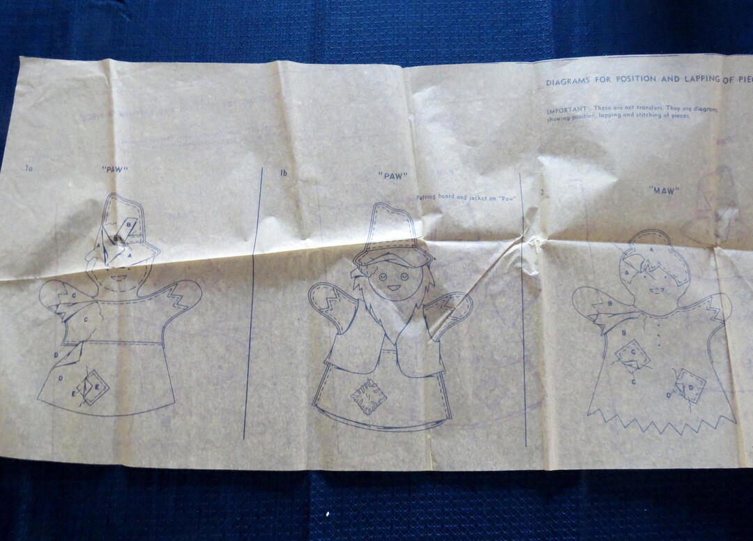 Simplicity 6253 Hand Puppet Toys Hillbilly Family Ma Pa Boy Girl 3 Part ...