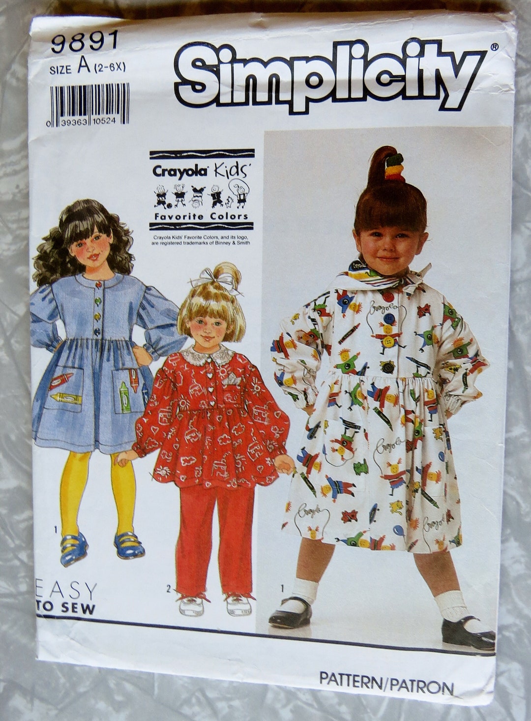 Simplicity 9891 Crayola Kids Child's Girls Dress or Smock - Etsy