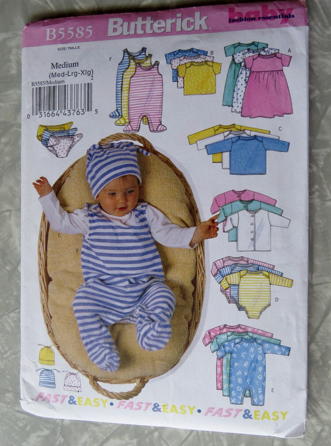 Butterick B5585 Easy Baby Wardrobe Essentials Infant Size Medium: M L ...