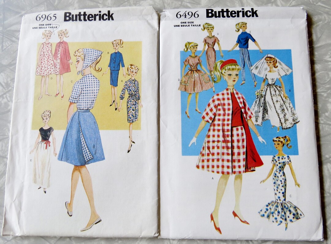 Butterick 6496 or 6965 RETRO 11-1/2 Fashion Doll Clothes Barbie Wedding ...