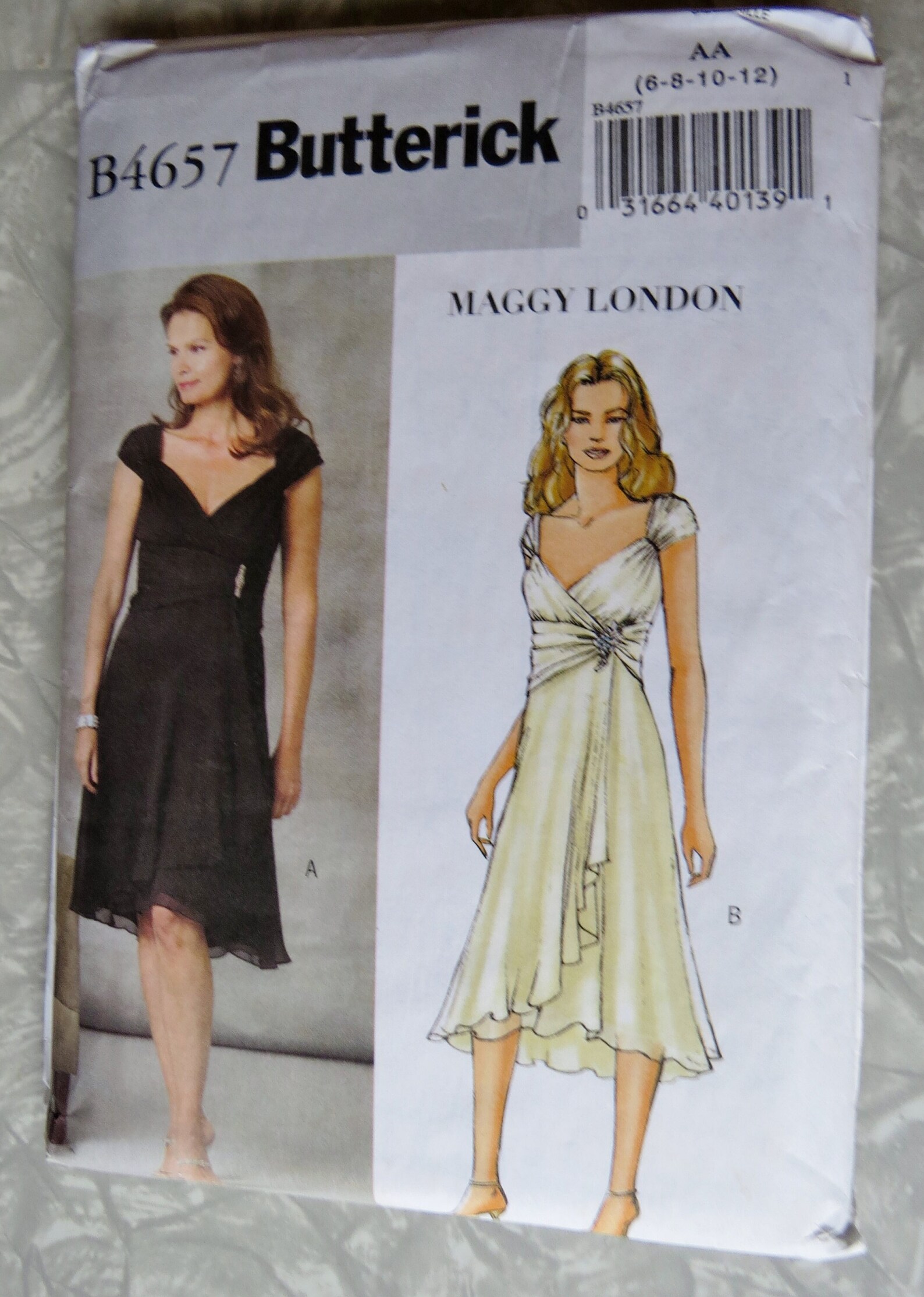 Butterick B4657 Formal Deep Plunge, Wrap Bodice, Shaped Hem, Cocktail ...
