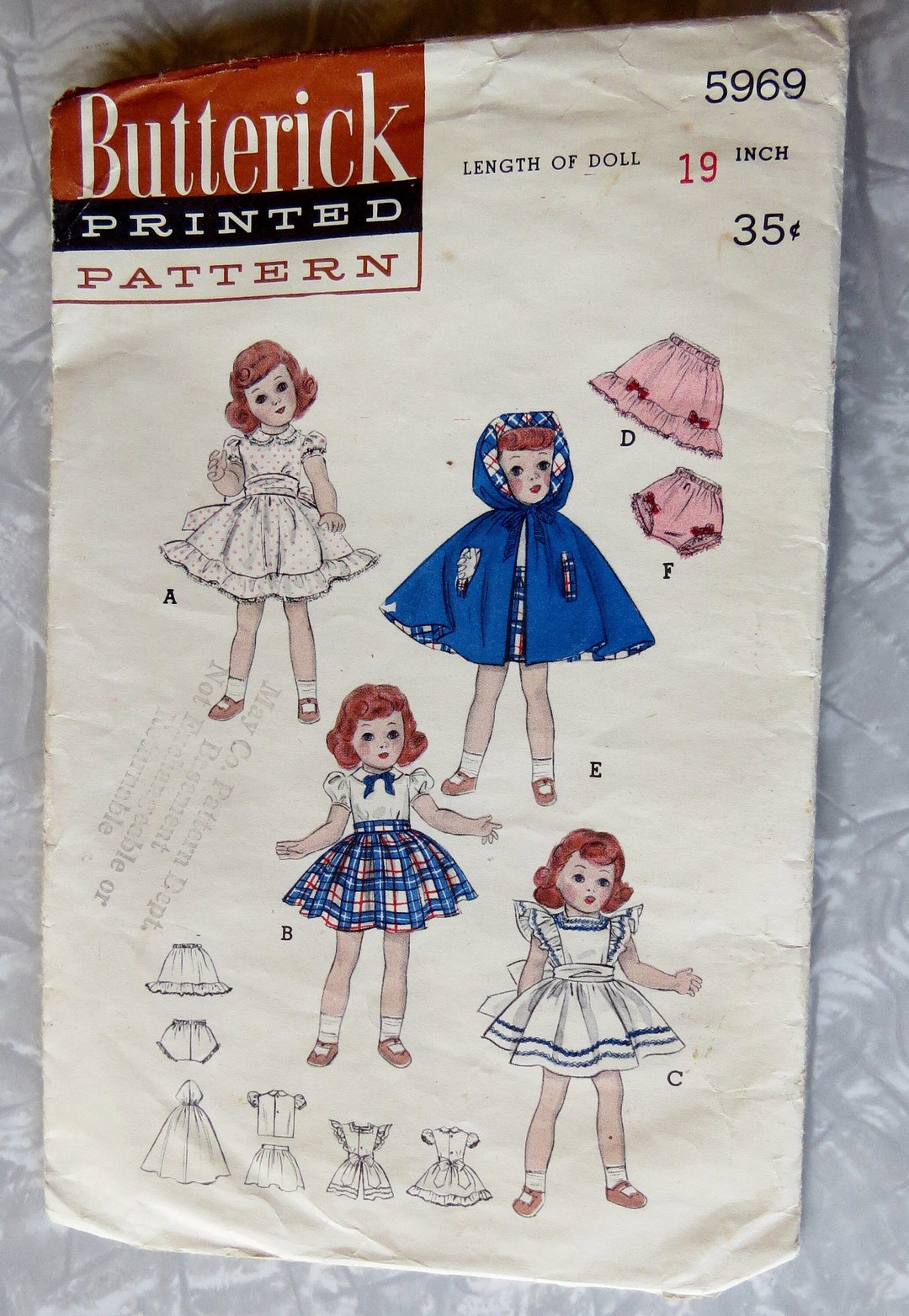 Original Vintage Butterick 5969 Doll Clothes for 19 Toni Dolls Dress ...