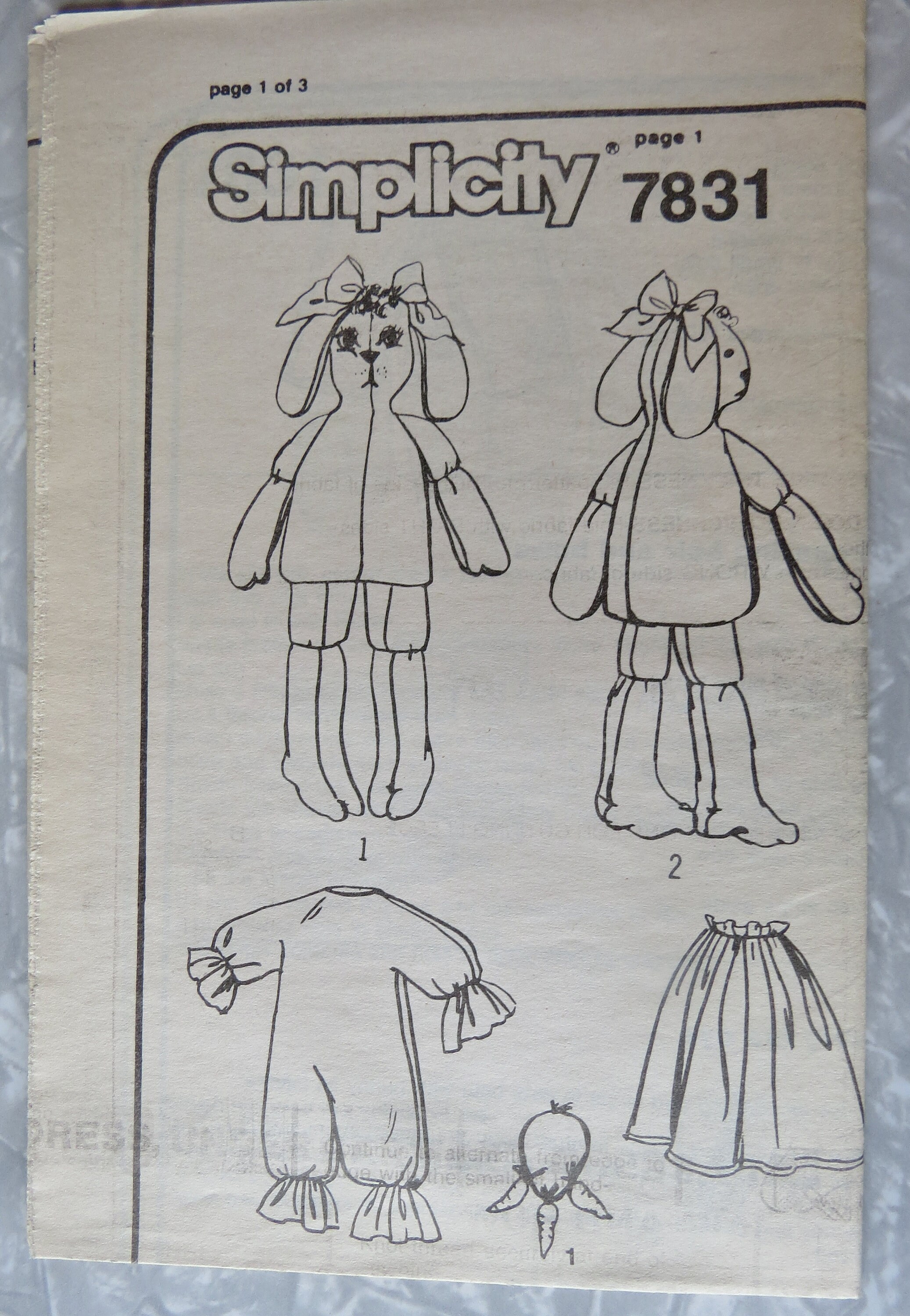 Simplicity Crafts 7831 Country Bunny & Clothes 17 Tall - Etsy