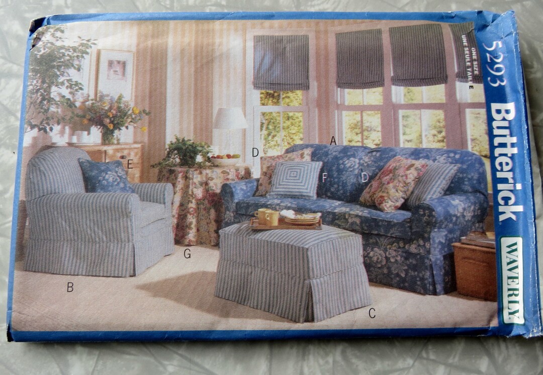 Butterick 5293 171 Slipcovers: Sofa, Armchair, Ottoman, Pillows 21 ...