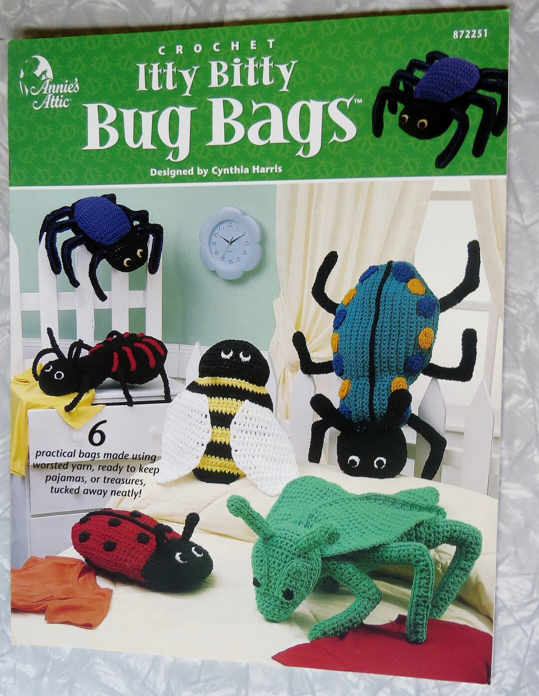 Annie's Attic Itty Bitty BUG BAGS Leaflet 872251 CROCHET Patterns 6 ...