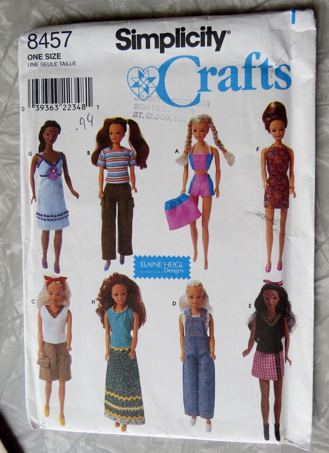 Simplicity 8457 11-1/2" Fashion Doll Clothes Barbie Bathing Suit Skirts ...