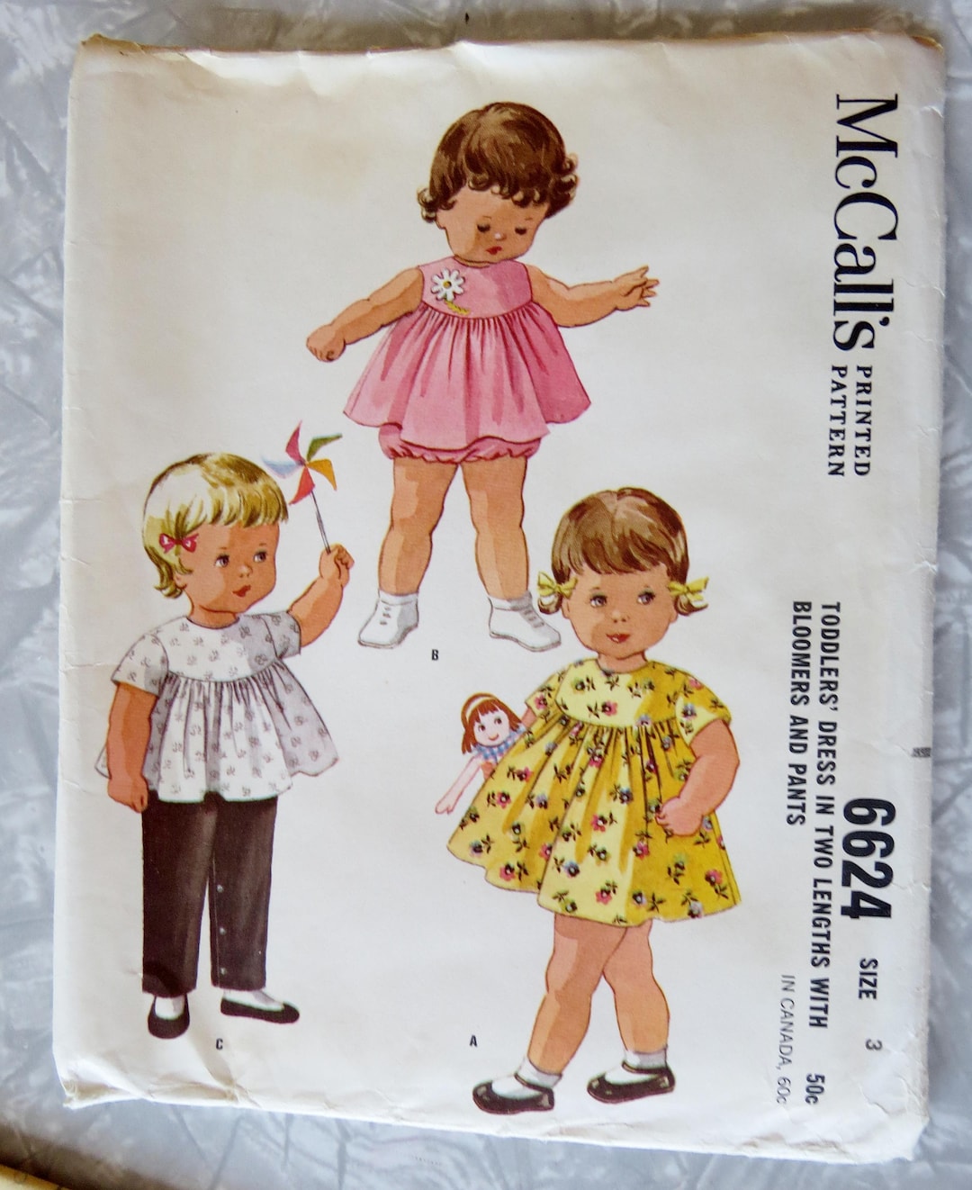 Vintage Mccall's 6624 Round Yoke Dress in 2 Lengths, Bloomers, Pants ...