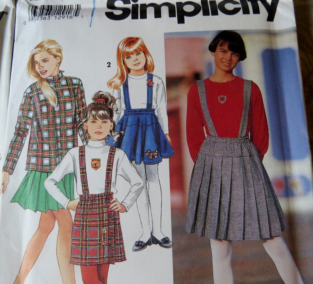 Simplicity 7976 Yoked Suspender Skirts + Top for Knits, Kilt, Girls ...