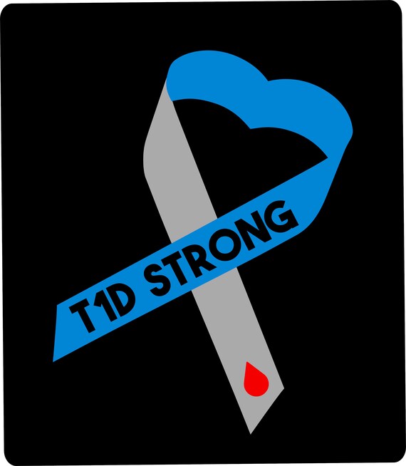 T1D Strong Type 1 Diabetes Awareness Ribbon Car Window Decal | Etsy