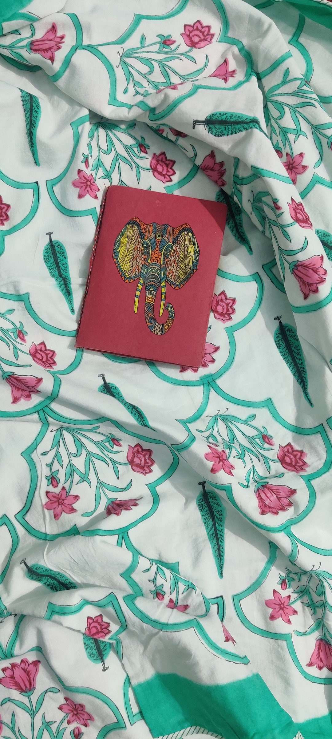 Hand Block Print White Rose Design Dohar /AC Comforter/reversible ...