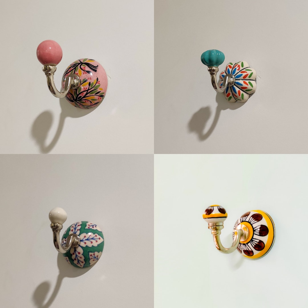 Crochets muraux peints à la main, crochets décoratifs, cintre, crochets ...