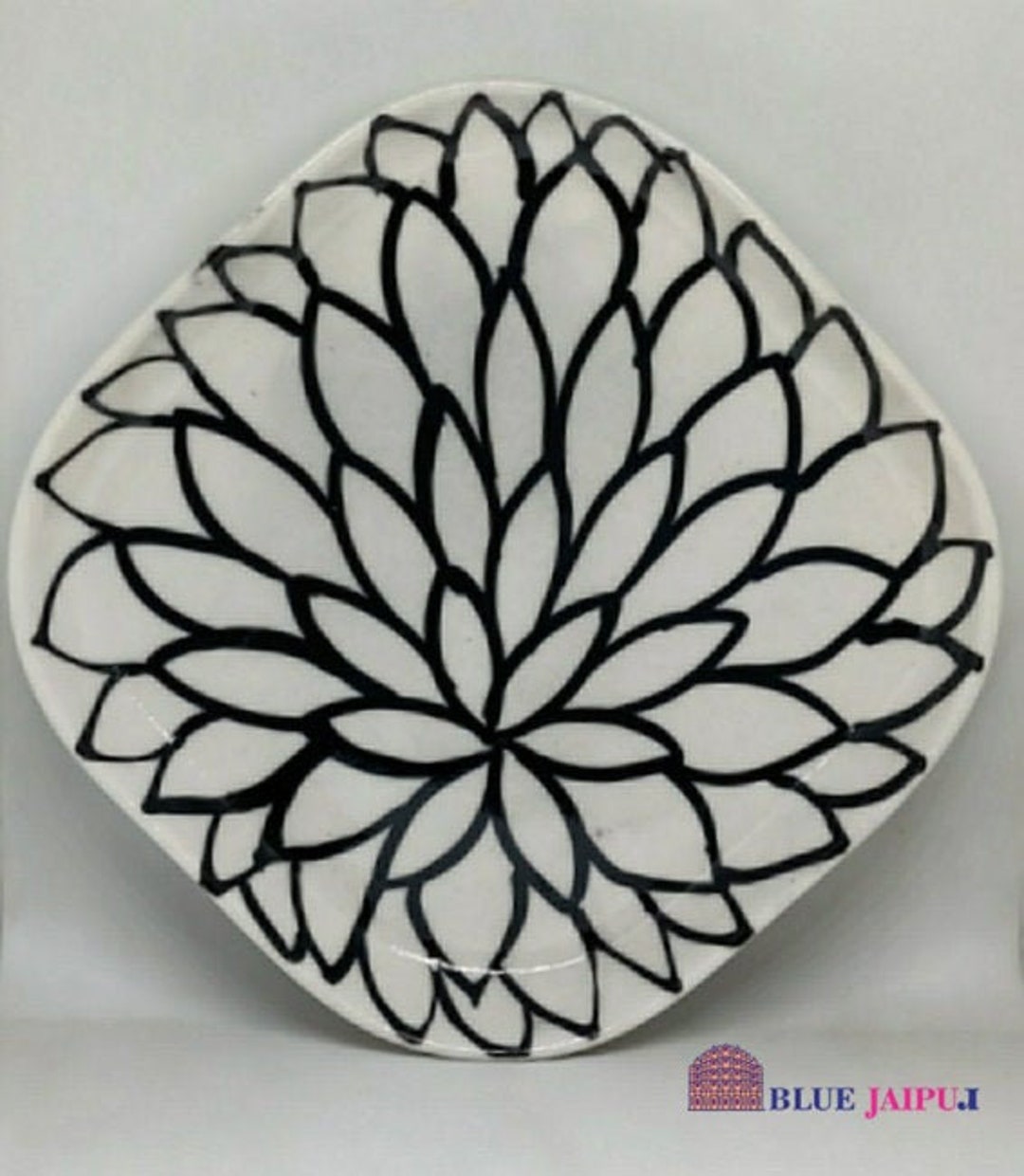 Blue Pottery Handcrafted Square Floral/animal Design Wall - Etsy