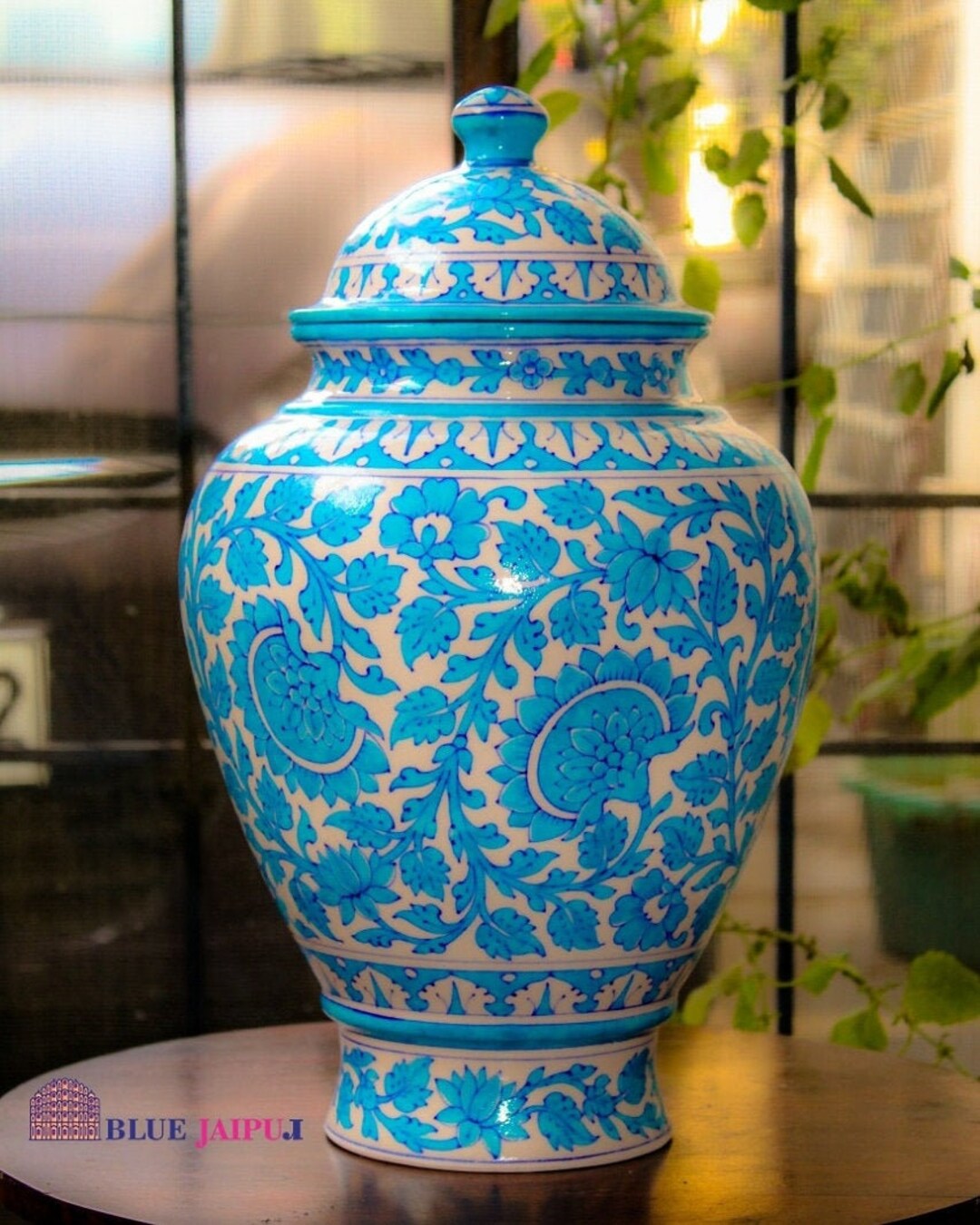 Blue Pottery Blue Colour Handmade Decorative Floral Urn - Etsy