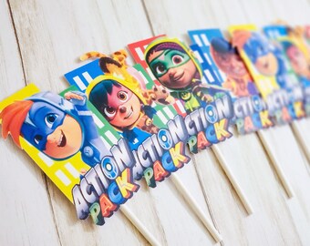 12pc Action Pack Birthday Party Cupcake Toppers - Etsy