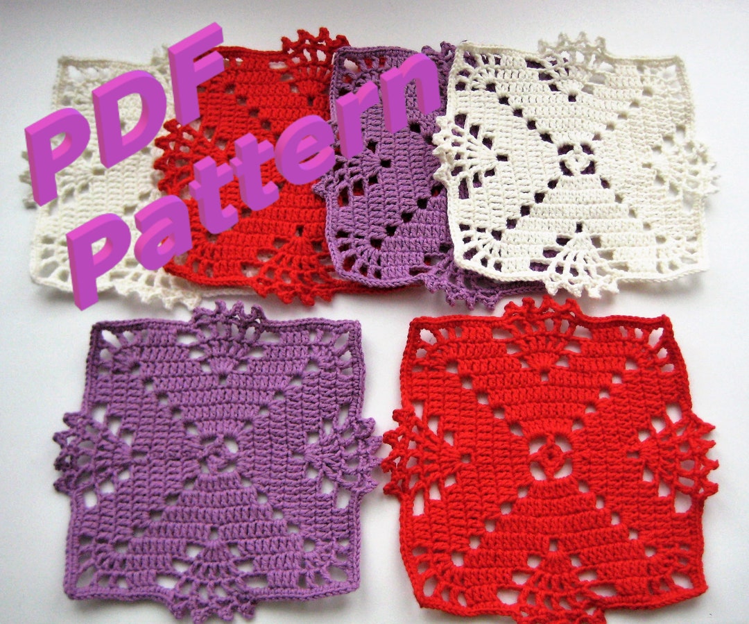 Square Coasters Crochet Pattern Farmhouse Kitchen Decor Easy - Etsy