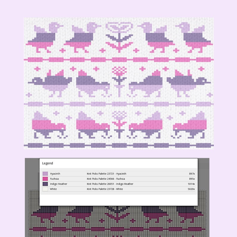 Patrón de tejido Fair Isle de pato bonito, con hilos de color (juego de ...