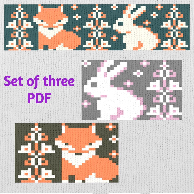 Hare and Fox Fair Isle Knitting Pattern: Scandinavian Design (PDF Chart ...
