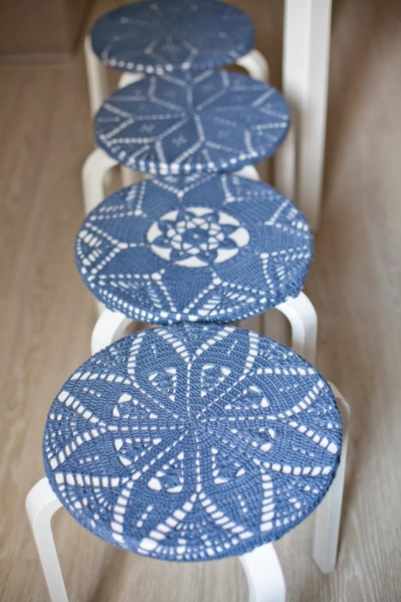 Crochet Chart Patterns to Print Knit Chair Stool Cushion Round Covers ...