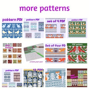 Fair Isle Fox Knitting Pattern: Scandinavian Stranded Knit (set of 5 ...