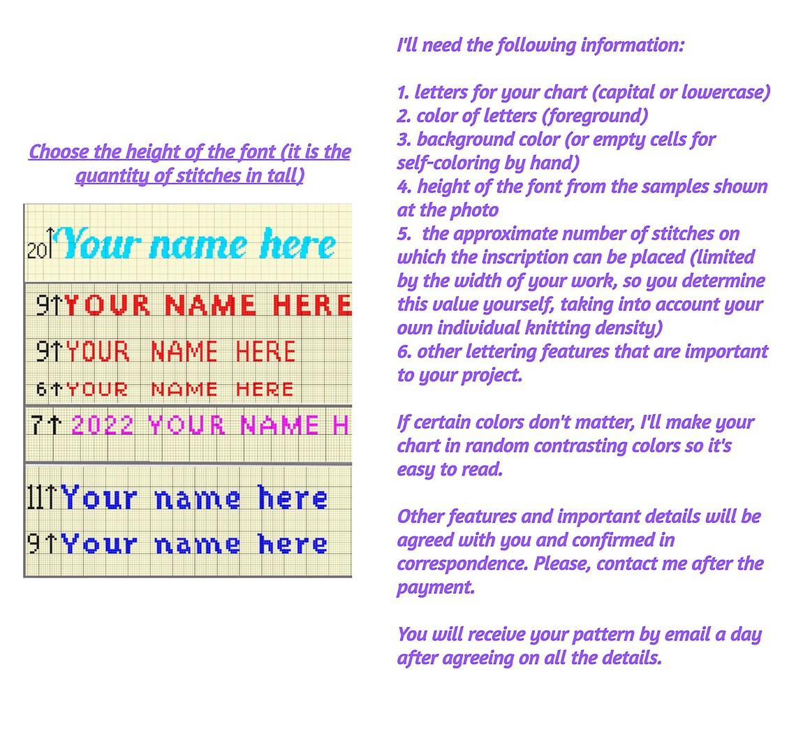 Custom Alphabet Letters Pdf Knitting or Crochet Colorwork - Etsy