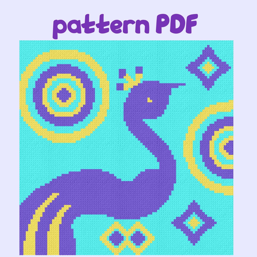 Modern Knitting Pattern Peacock 90 by 90 Cells for Many Colorwork ...