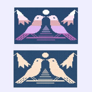 Birds Intarsia Knitting Pattern for Sweater, Easy Fair Isle Chart ...