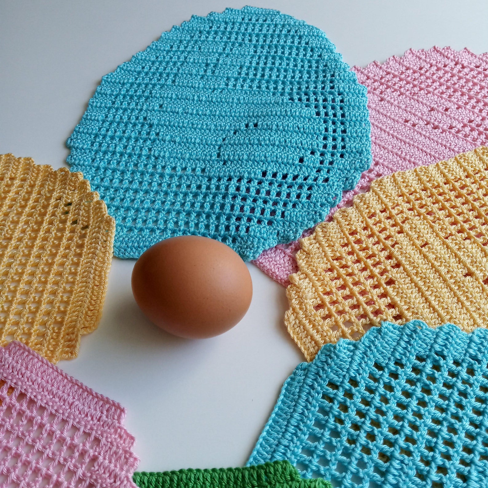 Crochet Pattern Easter Egg Placemats Filet Doily Bundle of 8 - Etsy