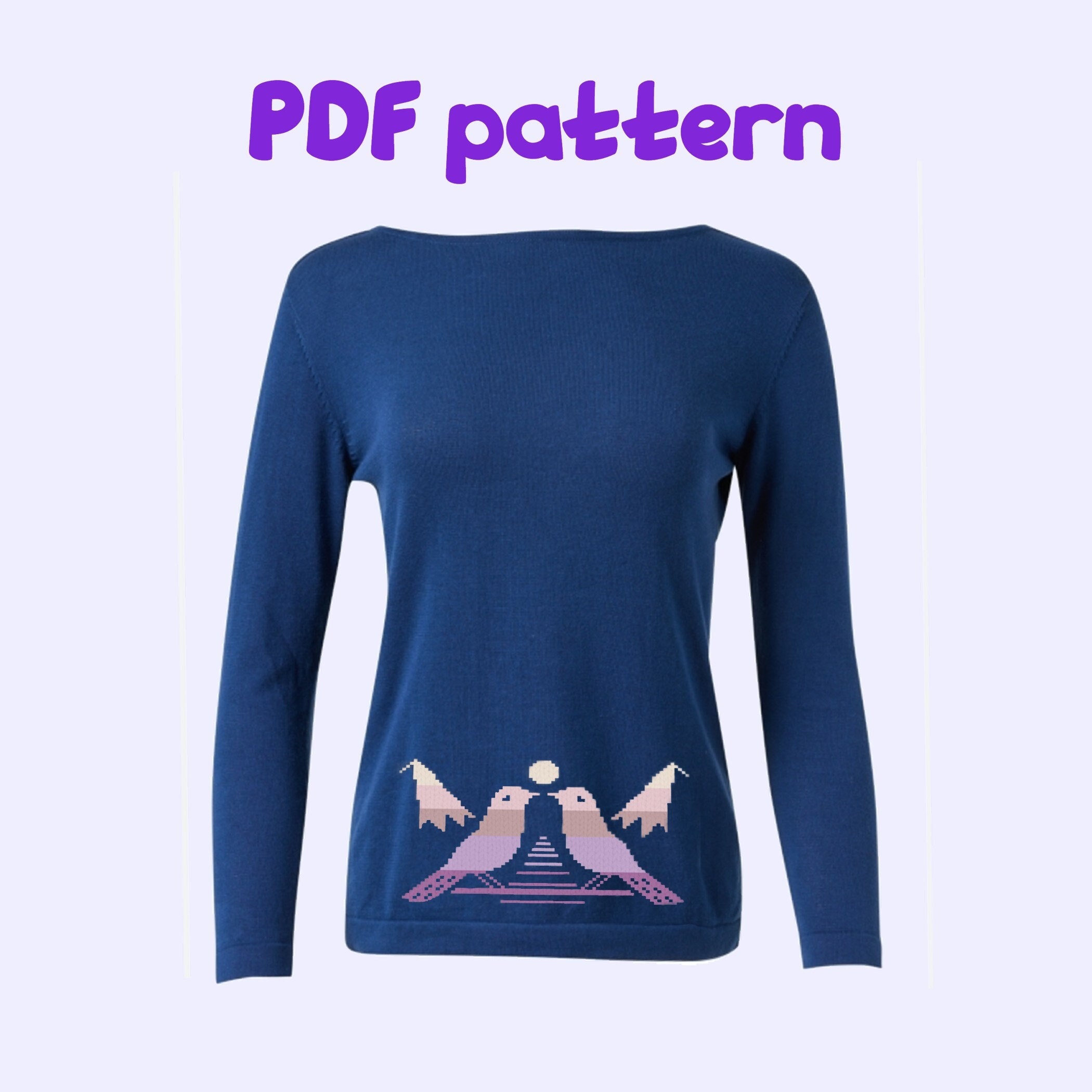 Birds Intarsia Knitting Pattern for Sweater, Easy Fair Isle Chart ...